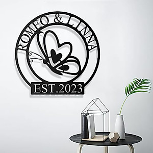 Personalized Metal Last Name Signs for Home Decor Wall Name Signs Family Sign For Wall Art Decor Personalized Wedding Gift Metal Name Signs Wall Decor,Butterfly Metal Name Sign