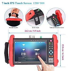 ELECTOP Upgraded 7 inch IPS Touch Screen IP Camera Tester, Support AHD, TVI, CVI & CVBS CCTV Tester Security Analog Tester with PTZ/POE/WIFI/4K H.265/HDMI in&Out/RJ45 TDR/Firmware