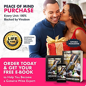 VINABON Waiters Corkscrew Wine Opener - Professional Quality 3-in-1 Stainless Steel Wine Key with Beer Opener for Servers and Bartenders - Manual Simple Wine Bottle Opener. Includes WineGuide Ebook