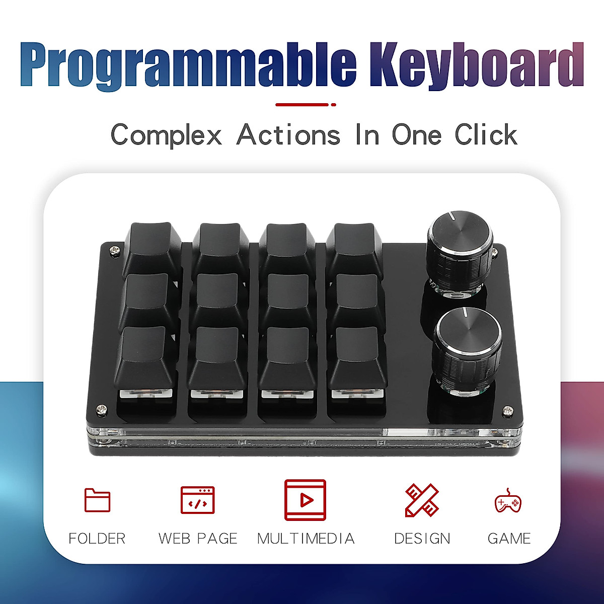 SHYEKYO 12 Keys Programmable Keyboard,Multifunctional USB Mechanical Gaming Keyboard,One-Hand Macro Mechanical Keyboard with Memory Function,for Editing,Gaming,Industry,Office,Speculate in Stocks