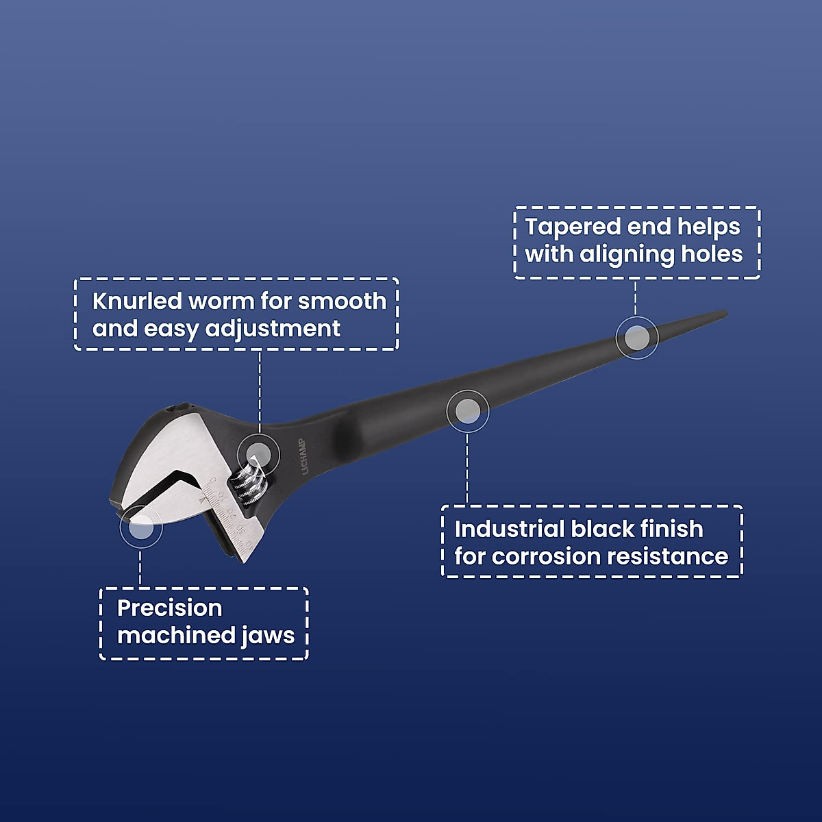 Lichamp 16-Inch Adjustable Construction Spud Wrench