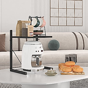 Kitchen Countertop Organizer Coffee Stand Station Kitchen Pantry Storage Cabinet Adjustable Shelf with Hooks Kitchen Appliance Storage for Air Fryer Rick Cooker