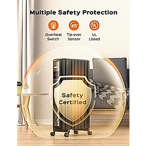 Dreo Radiator Heater, Upgrade 1500W Electric Portable Space Oil Filled Heater with Remote Control, 4 Modes, Overheat & Tip-Over Protection, 24h Timer, Digital Thermostat, Quiet, Indoor