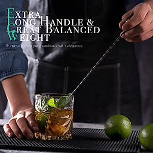 Homestia 2 in 1 Bar Spoon with Muddler, Stainless Steel Cocktail Spoon Long Handle Drink Stirrer, 12" Black Mixing Spoons Muddler Spoon, Extra Long Spoon with Droplet-Shaped Muddler for Cocktails