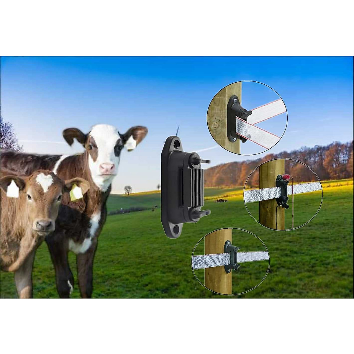 RiteFence Electric Fence Tape Clamp/Corner/Stretch/Tensioner Insulator Screwlock Polytape Nail & Screw on Wood Post PK25