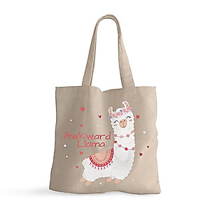 Adorable Llama Small Tote Bag - Awkward Llama Shopping Bag - Nordic Print Tote Bag