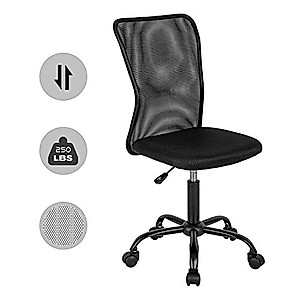 HCB Home Office Chair Mesh Desk Chair Ergonomic Computer Chair with Lumbar Support Mid Back 360° Rolling Swivel Adjustable Height Small Meeting Chairs (Black)