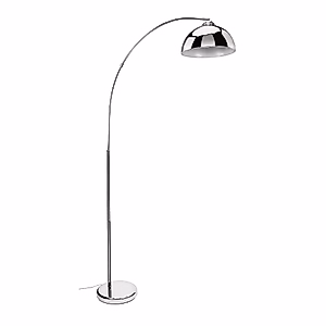 Catalina 18563-000 Mid-Century Modern Over The Sofa Curved Metal Arc Floor Lamp with Heavy Base for Living, Dorm Room, Office, 76", Chrome