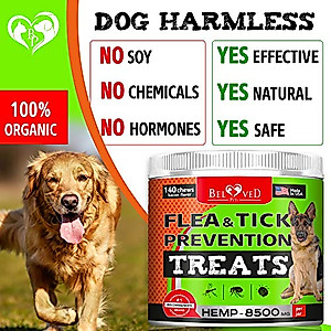 Flea and Tick Prevention Chewable Pills for Dogs - Revolution Oral Flea Treatment for Pets - Pest Control & Natural Defense - Chewables Small Tablets Made in USA… (Bacon)