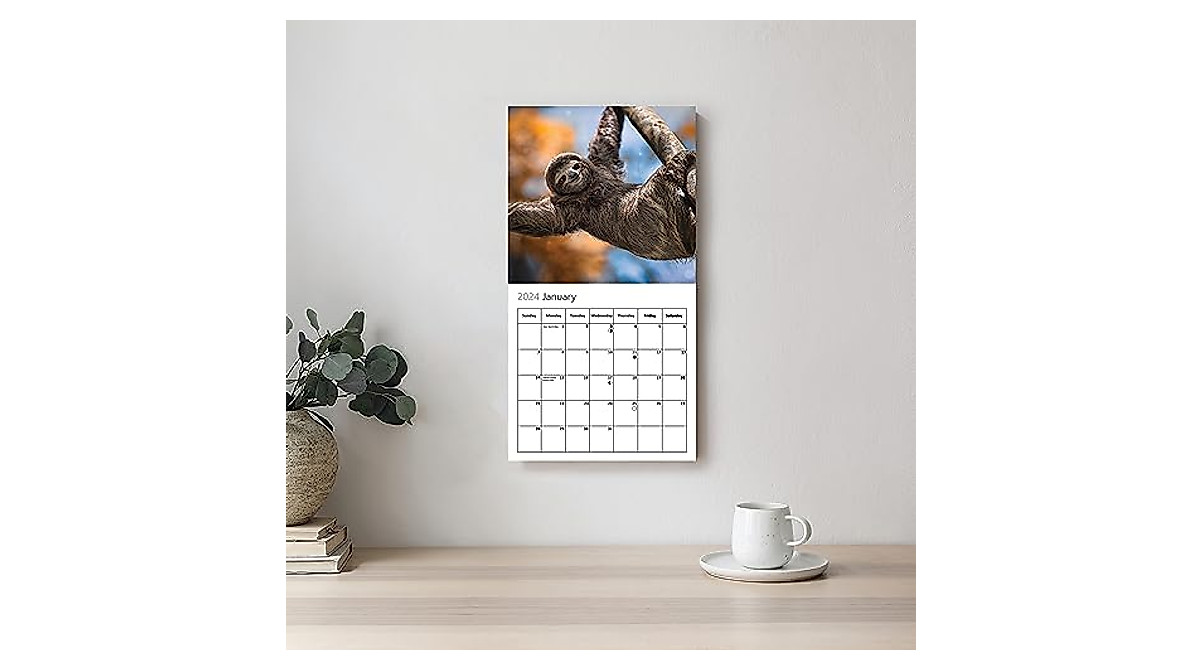 2024 Sloth Wall Calendar - Fun Family Organizer