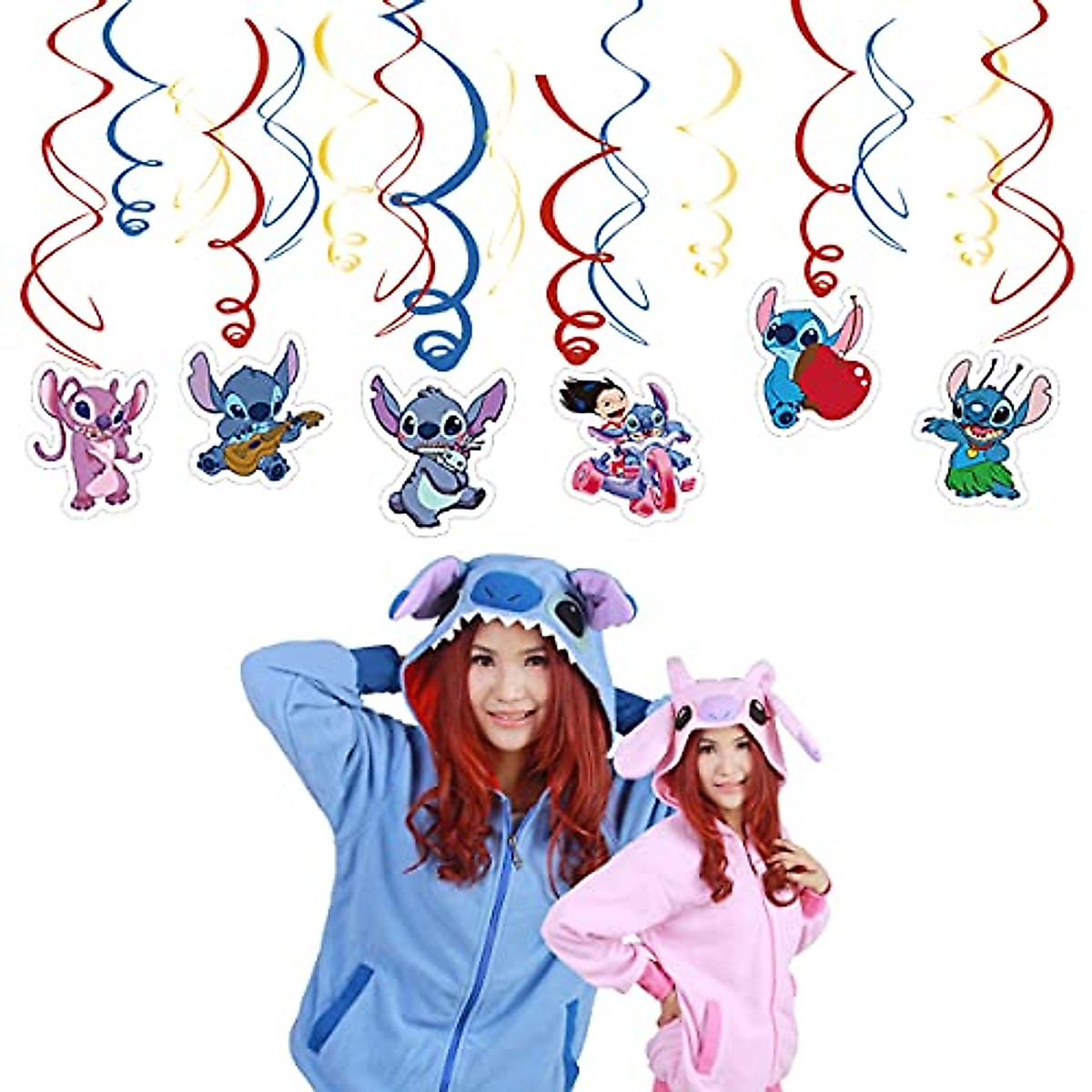 30 pcs Lilo and Stitch Party Swirl Decorations, Lilo and Stitch Theme Hanging Swirl Ceiling Decoration Ribbon Party Supplies