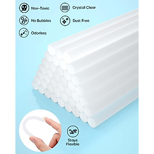 SHALL Mini Hot Glue Sticks, 0.27” Dia x 8” Long, 100-pack Clear Hot Melt Glue Gun Sticks for All-temp Mini Glue Guns, Multipurpose for Kids Adults DIY Art Craft Sealing Repairing Festival Decoration