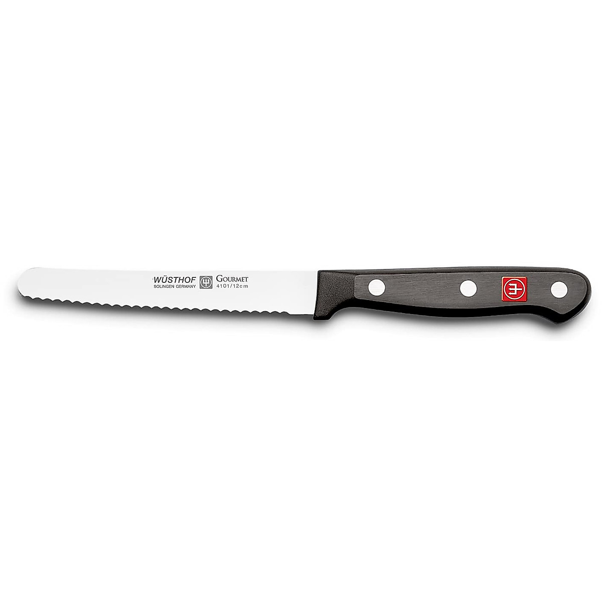 WÜSTHOF Gourmet Four and a half Inch Serrated Utility Knife | 4.5" Serrated German Utility Knife | Precise Laser Cut High Carbon Stainless Steel Serrated Utility Knife – Model