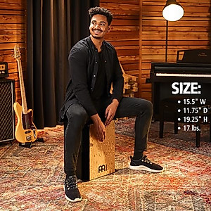 Meinl Vertical Subwoofer Bass Cajon with Internal Snares - NOT MADE IN CHINA - Makah Burl Playing Surface, 2-YEAR WARRANTY (SUBCAJ6MB-M)