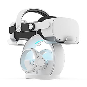 VR Charging Station for Oculus Quest 2/Meta Quest 2, CODOGOY Charging Dock Supports LED Indicator & Charging Headset, with 2 Rechargeable Batteries&USB Charging Cable, Support Elite Strap with Battery