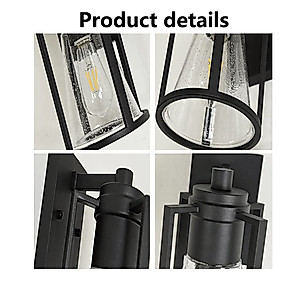 Black with 6W LED Bulb High Transmittance Lampshade Outdoor WallMounted Lamps,Waterproof and Rust Proof Exterior Wall Lamps,Suitable for Home Garden Terrace Wall Lamps Garage Front Door