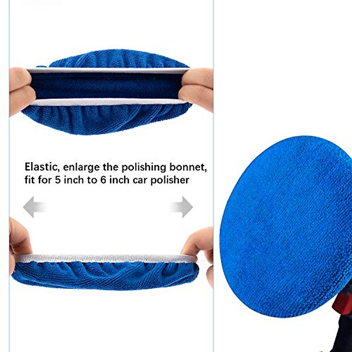 LUTER 5-6 Inch 24pcs Polishing Bonnet Pads Microfiber Wax Applicator Including 12 Packs Microfiber Waxing Bonnet 6 Packs Wool Buffing Pads 6 Packs Non-Woven Buffing Pad