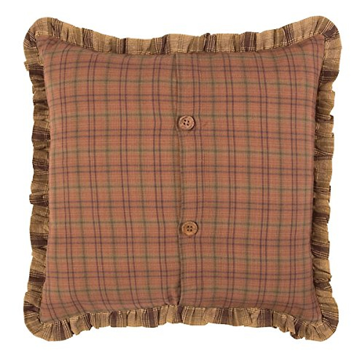 VHC Brands Prescott Plaid Cotton Rustic Square Pillow 16x16 Filled Bedding Accessory, 16" x 16"