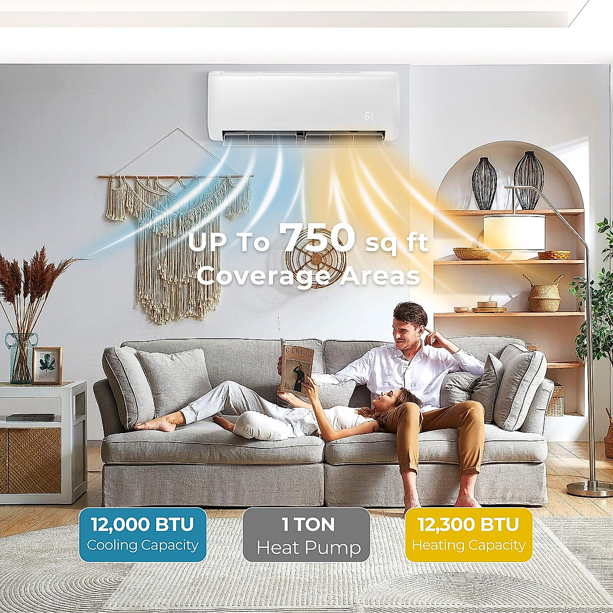 PETSITE 12,000 BTU Mini Split AC/Heating System, 21 SEER2 Ductless Inverter with Pre-Charged Heat Pump, Mini Split with Remote Control & Full Installation Kit (12000BTU, 208-230V, 21 SEER2)