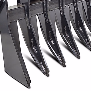 Titan Attachments Skid Steer Root Rake Attachment 66in Wide, Universal Quick Tach Hookup, Root Clearing Brush Rake, Land Clearing Site Prep Implement, Roll Debris, Silage, Brush to Burn Pile