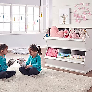 Badger Basket Two Bin Stackable Toy Storage Cubby Organizer - White/Light Gray