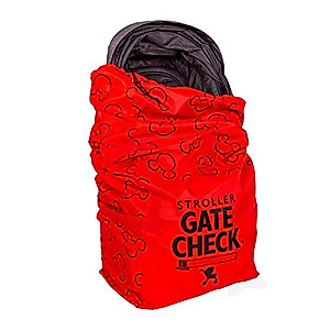 Disney Baby by J.L. Childress Gate Check Bag for Single & Double Strollers - Single & Double Stroller Travel Bag - Large Stroller Travel Bag for Airplane - Air Travel Stroller Bag - Red, Mickey Mouse