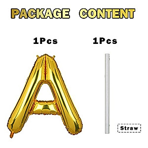 40 Inch Giant Gold Letter A Balloons Birthday Party Decorations Mylar Foil Big Alphabet Helium Balloon
