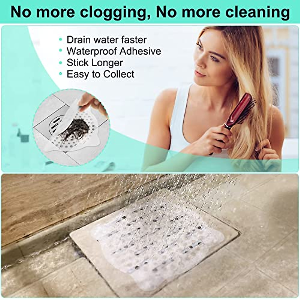 Shower Drain Hair Catcher,Disposable Mesh Stickers for Bathroom,Bathtub,Sink Strainer Captures Hair to Prevent Clogging, Drain Covers Full Coverage 30 Pieces