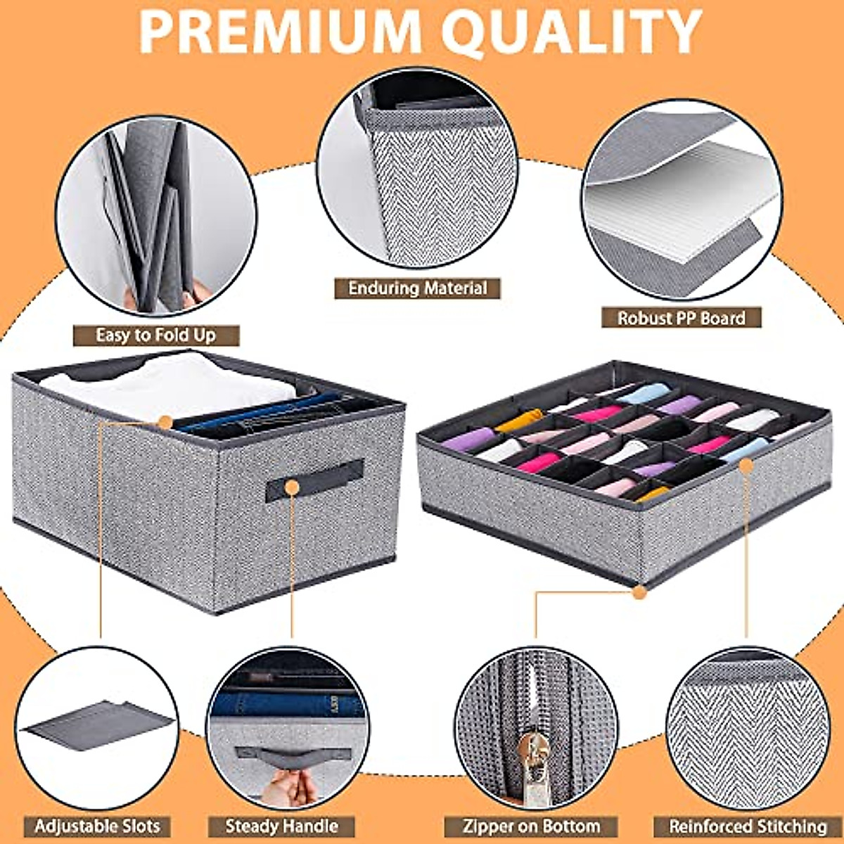 STOCKISI Adjustable wardrobe Clothes Organizer - Unique design with adjustable dividers fits pants, jeans, baby clothes. Keep your closet tidy with this practical solution. Say hello to organization!