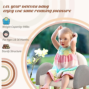 Qaba Kids Sofa, Toddler Rocking Chair with Solid Wooden Frame, Faux Lamb Fleece Fabric, Kids Arm Chair for Nursery or Playroom, Ages 18-36 Months, Gray