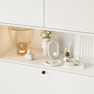 ECACAD Large Wardrobe Closet, Modern 86.7" H Clothing Storage Cabinet with Adjustable Shelves, Bedroom Armoire with Shoe Storage, White