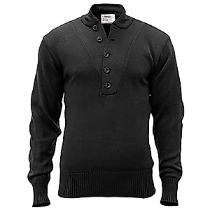 Rothco 5-Button Acrylic Sweater, Black, X-Large