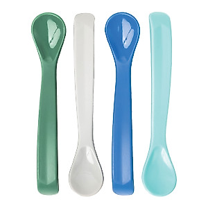 Tiny Twinkle Baby Spoon - BPA-Free Baby Feeding Spoon, Silicone Baby Spoon, Infant Spoons, Baby Spoons, Baby Essentials, Baby Essentials for Newborn, Baby Items, Baby Products - Pack of 4 (Blue)