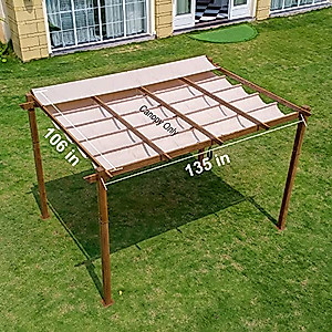 OLILAWN Pergola Shade Cover, Retractable Pergola Canopy for 10' X 13' Pergola,Sun-Protection and Durable Pergola Replacement Canopy