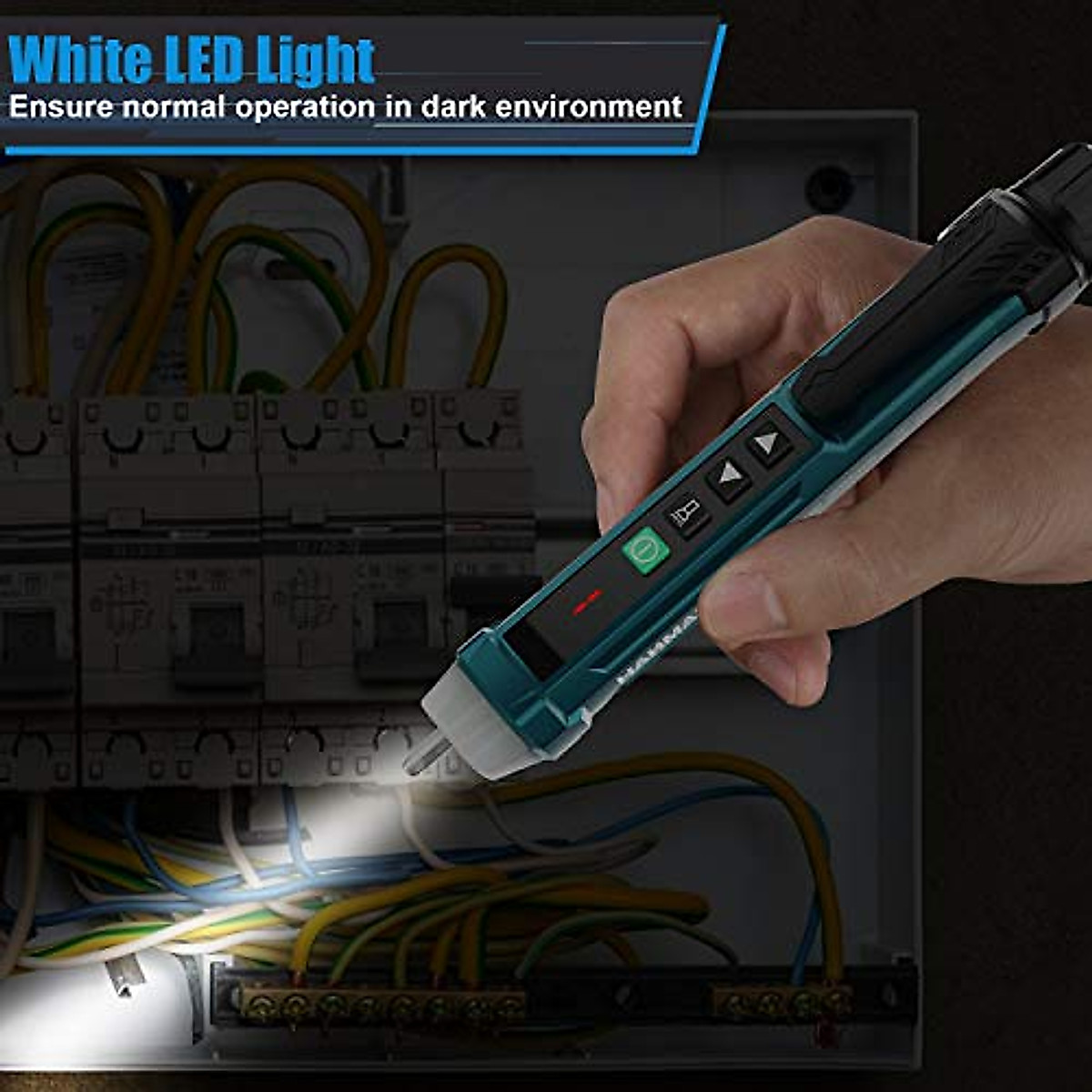 Auroland Non-Contact Voltage Tester with 9 Gear Adjustable Sensitivity Voltage Detector Pen AC Circuit Tester Tool LCD Display LED Flashlight Buzzer Alarm Range12V-1000V & Live/Null Wire Judgment AC1