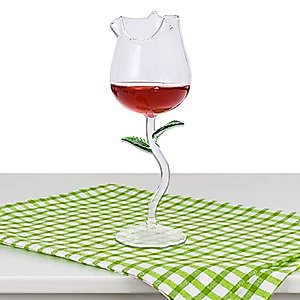 Rose Wine Glasses, Unique Shape Wine Glass, Red Wine Glass Cups, Wine Flower Goblet for Party, Wedding, Valentine's Day, and Romantic Dinners