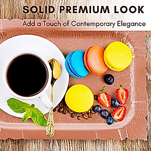 6-Pack Rose Gold Disposable Serving Trays - 9.5" x 13.5" Serving Tray Set - Heavy Duty Cardboard Cookie Platter - Decorative Disposable Trays - Rose Gold Serving Trays and Platters for Dessert Table