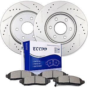 ECCPP Brake Kits, 2pcs Front Brake Rotors and 4pcs Ceramic Brake Pads Set fit for 05-17 for Nissan Frontier,2005-2012 for Nissan Pathfinder,2005-2015 for Nissan Xterra,2009-2012 for Suzuki Equator