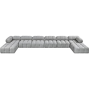 Meridian Furniture 611Grey-Sec8B Ames Collection Modern | Contemporary Modular Sectional with Rich Grey Boucle Fabric, Modular to Create Infinite Configurations, 204" W x 68" D x 28" H, Grey