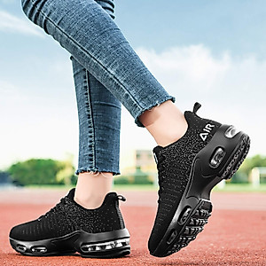 M MAGPER Women Air Running Sneakers Lightweight Walking Athletic Gym Sports Tennis Shoes Allblack US 7 B(M)