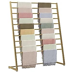 Clothing Store Scarf Display Stand Metal Hijab Hangers, Modern Commercial Silk Scarf Blanket Rack, Floor -Standing Sheets Belt Suit Pants Hanging Rack, Closet Racks for Hanging Clothes
