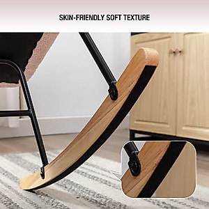 ONPNO Modern Rocking Accent Chair, High Backrest Glider Rocker for Baby Nursery, Uplostered Comfy Armchair for Living Room Bedroom (Pink)