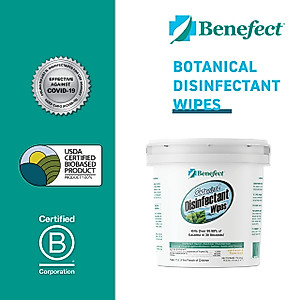 Benefect Botanical Disinfecting Wipes - (250 Wipe Count) Natural, No Residue - Antibacterial Disinfectant, Multi-Surface Cleaning and Sanitizing Wipes