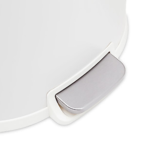 QUALIAZERO 50L/13Gal Heavy Duty Hands-Free Stainless Steel Commercial/Kitchen Step Trash Can, Fingerprint-Resistant Soft Close Lid Trashcan, 13Gal, D Shape, Matte White