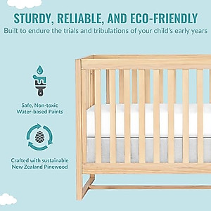 Dream On Me Milo 5-in-1 Convertible Crib and Changing Table with Free Changing Pad in Vintage White Oak, 3 Mattress Height Settings, Non-Toxic Finishes, Pinewood