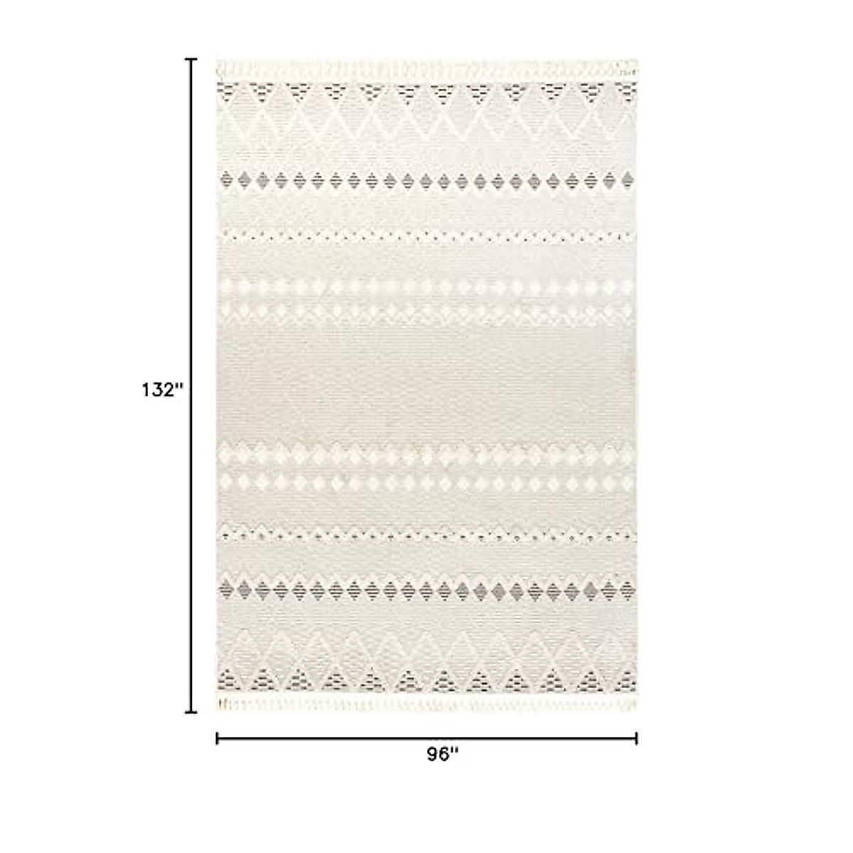 nuLOOM Elena Moroccan Lattice High/Low Tasseled Area Rug, 8x11, Beige