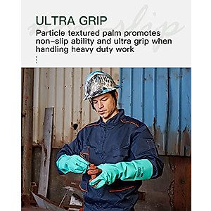 PACIFIC PPE 2 Pairs Nitrile Chemical Resistant Gloves, Flocked, Resist Strong Acid, Alkali, 15 mil, 12.6", X-Large