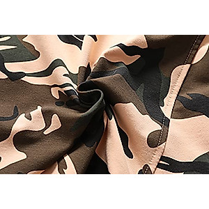 Big Boy's Cotton Casual Classic Fit 8 Inch Inseam Elastic Waist Knit Shorts with Drawstring Pockets Youth 14 Khaki Camouflage