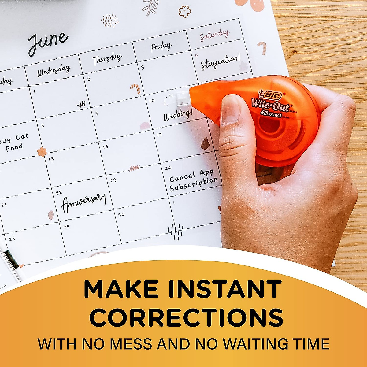 BIC Wite-Out Brand EZ Correct Correction Tape, 39.3 Feet, 2-Count Pack of white Correction Tape, Fast, Clean and Easy to Use Tear-Resistant Tape Office or School Supplies