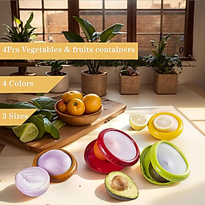 WREAGD Reusable Fruit Vegetable Storage Box Container with Lids for Fridge (Set of 4)